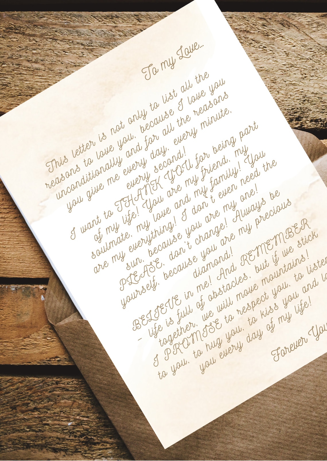 Letter of Love | Unique Gift for Him or Her | Printable A4 (wedding ...