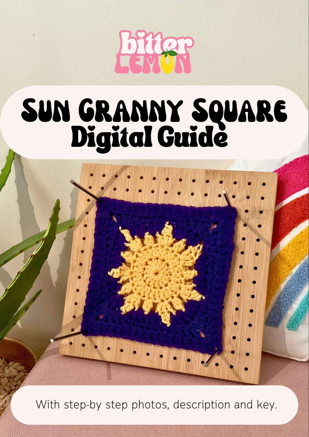 Sun Granny Square Pattern Digital Guide | Photo Step by Step Follow ...