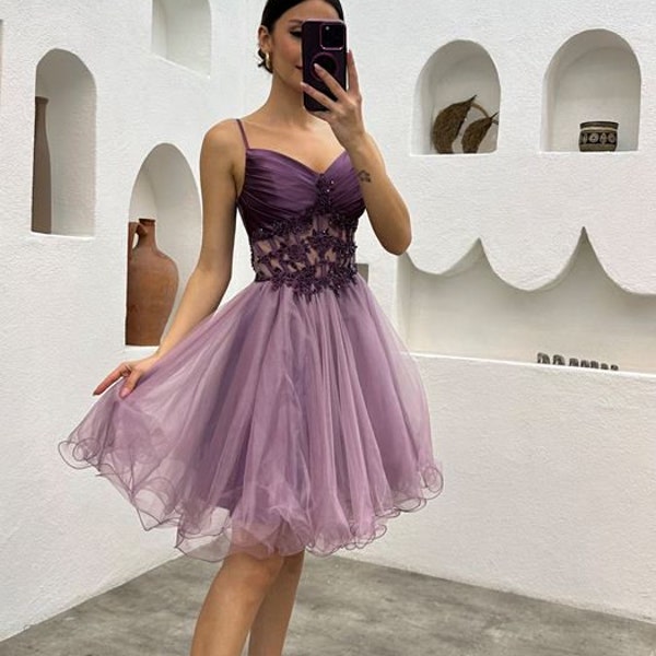 Lilac Short Prom Dress - Etsy