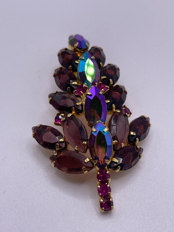 Vintage Juliana Purple Leaf Crystal Rhinestones Brooc… - Gem