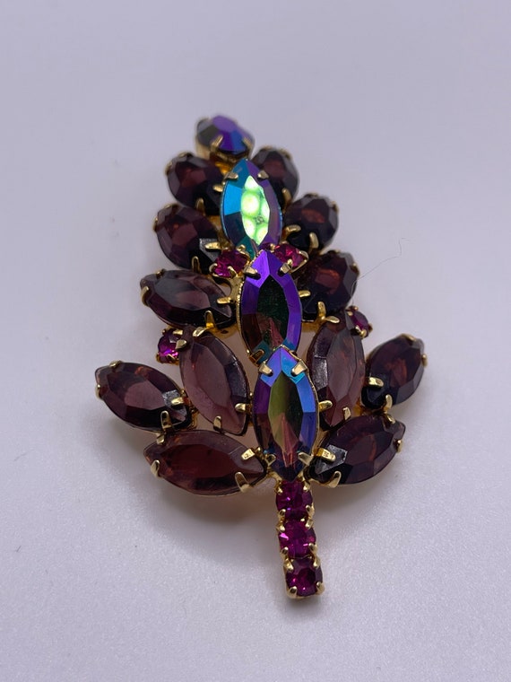 Vintage Juliana Purple Leaf Crystal Rhinestones Brooc… - Gem