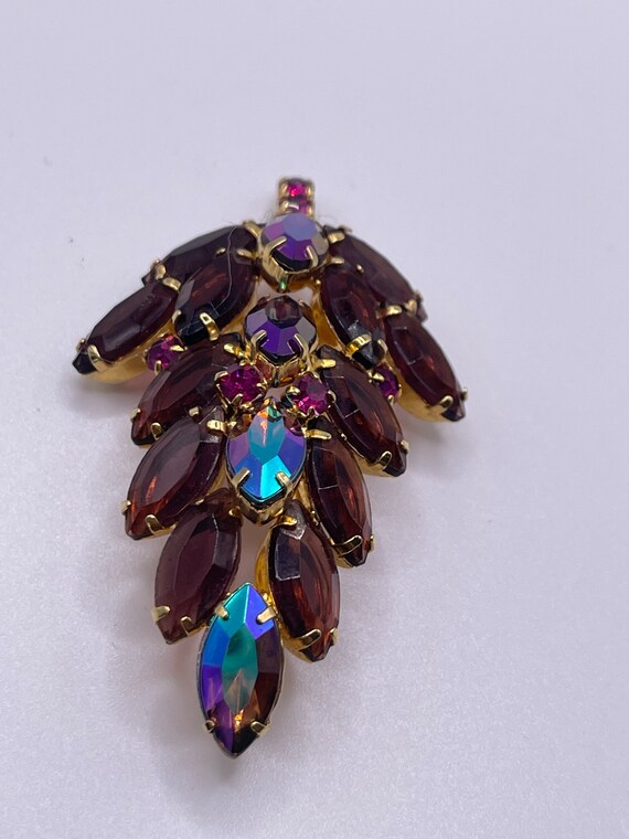 Vintage Juliana Purple Leaf Crystal Rhinestones Brooc… - Gem