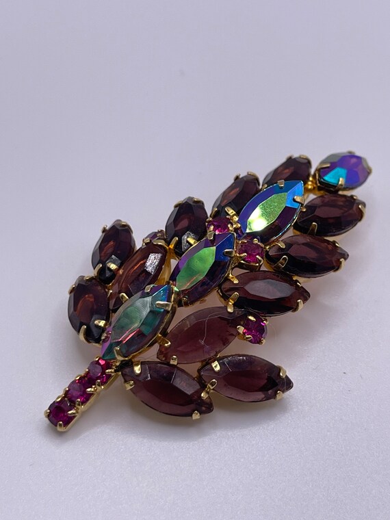 Vintage Juliana Purple Leaf Crystal Rhinestones Brooc… - Gem