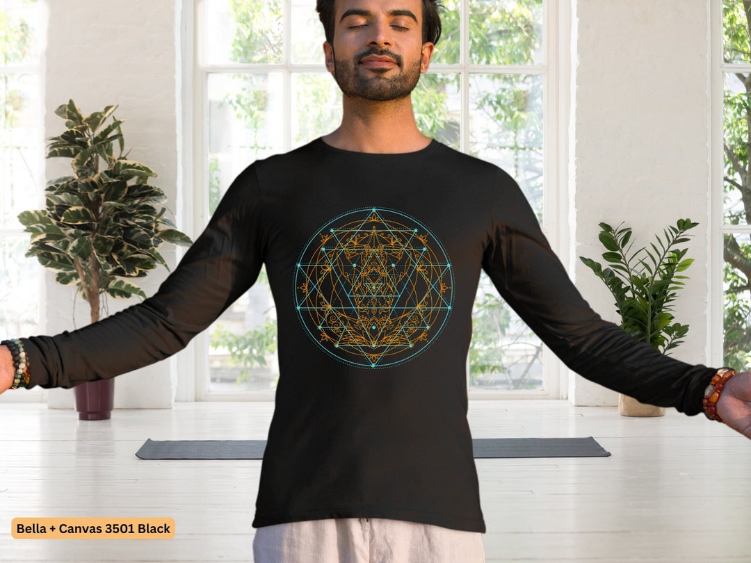Meditation Sri Yantra Unisex Long Sleeve Tee | Men's Sacred Geometry ...