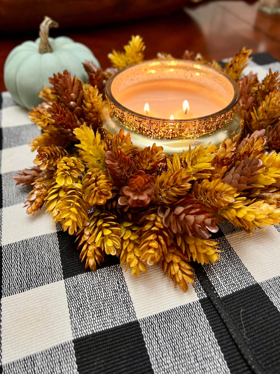 Fall Mini Hops Wreath, Candle Ring, Fall Candle Wreath, Fall Table ...