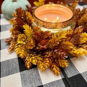 Fall Mini Hops Wreath, Candle Ring, Fall Candle Wreath, Fall Table ...