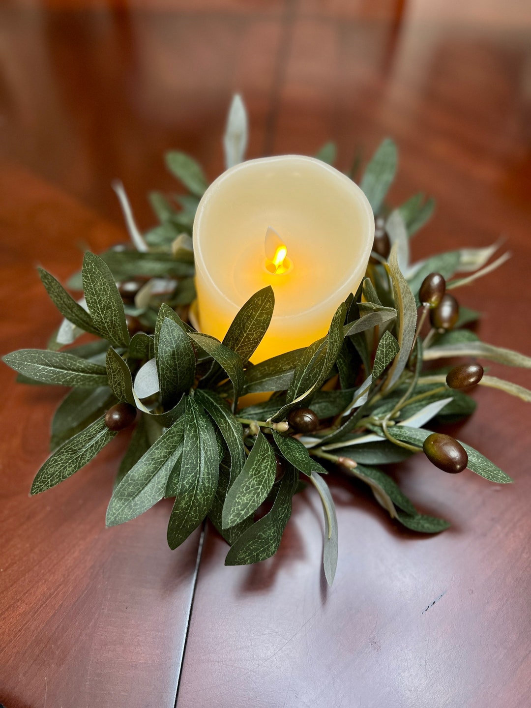 Mini Olive Leaf Wreath, Olive Candle Wreath, Olive Candle Ring, Small ...