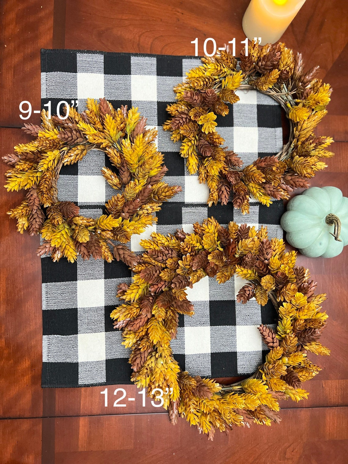 Fall Mini Hops Wreath, Candle Ring, Fall Candle Wreath, Fall Table ...