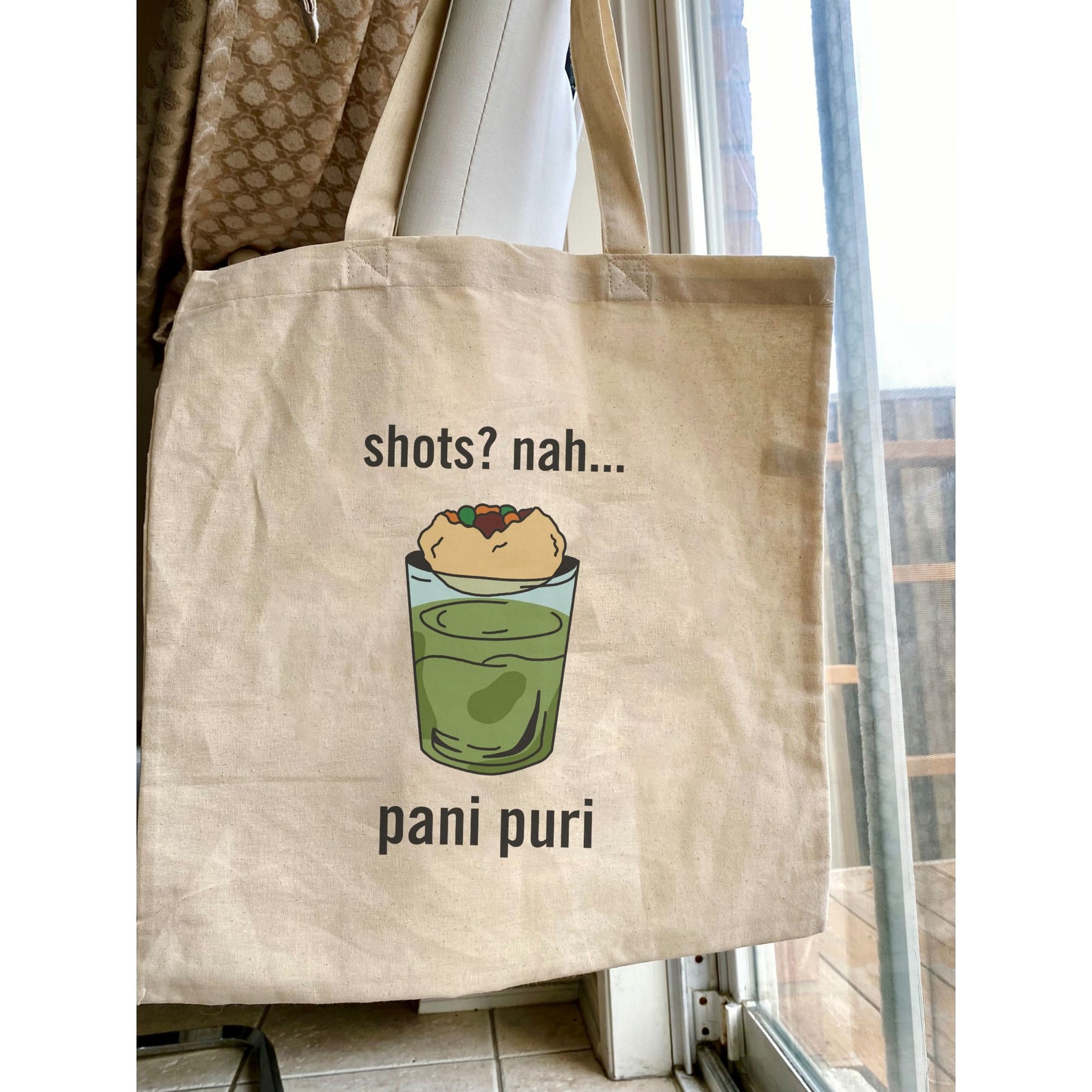 Pani Puri Tote Bag: Desi Pop Art, Organic Cotton Bag - Etsy