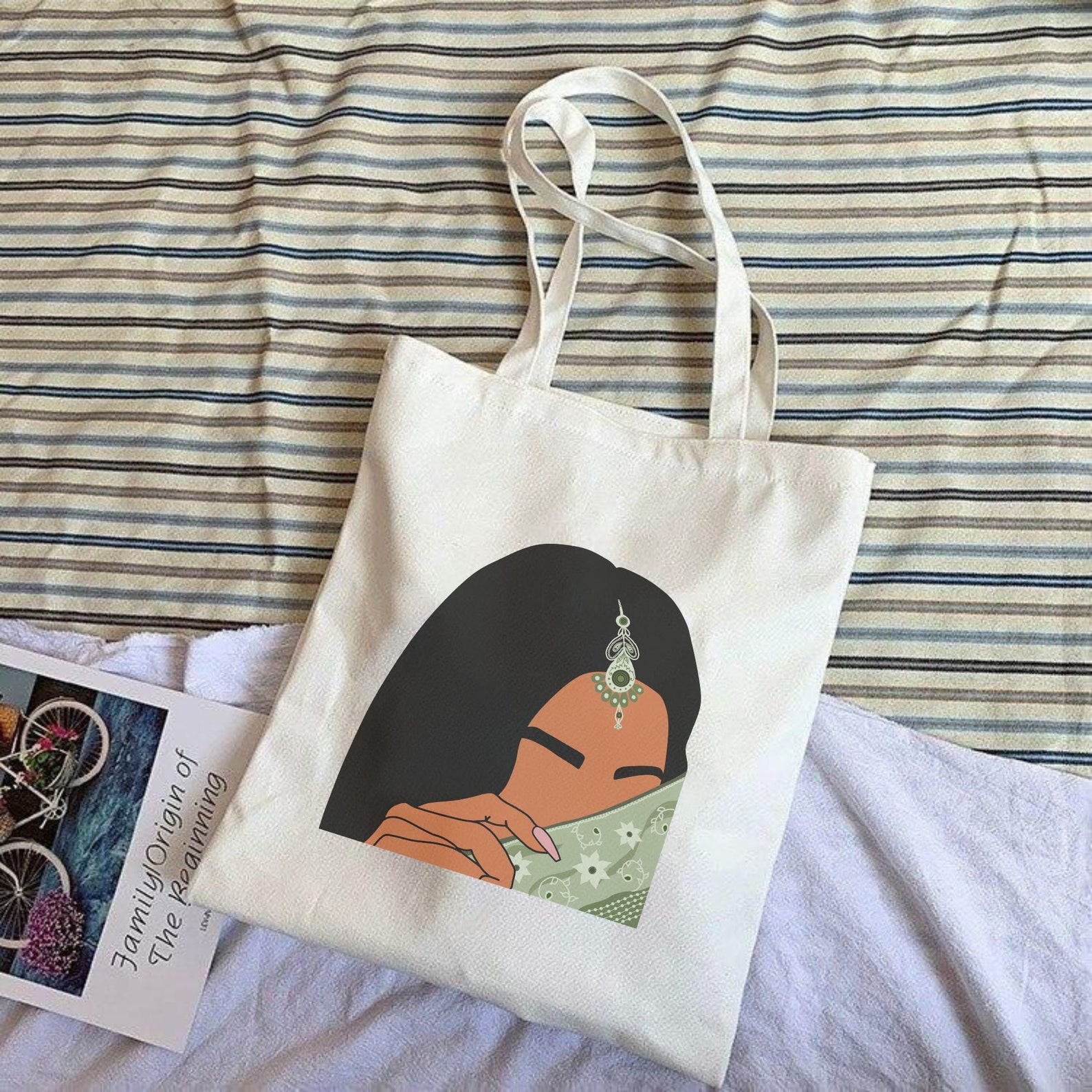 Sharmili Desi Girl Tote Bag, Desi Pop Art Tote Bag, Aesthetic Desi Girl ...