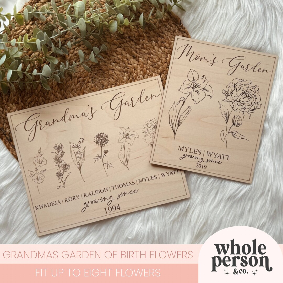 Grandmas Garden, Birth Flower Sign, Mothers Day Gift, Gift for Grandma ...