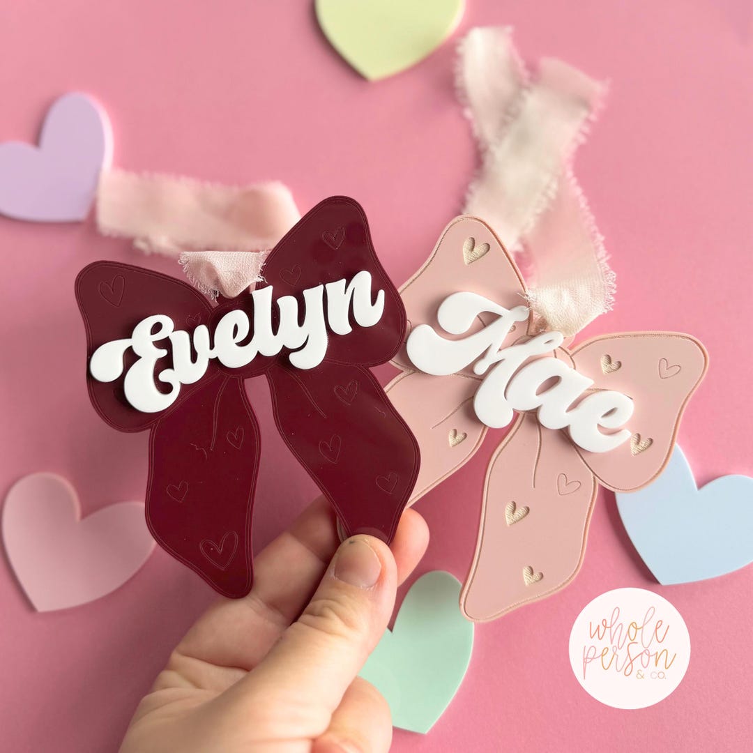Custom Coquette Bow Valentine Tag, Girly Valentine, Custom Love Basket ...