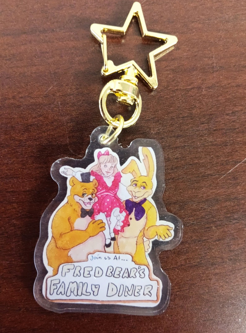 Fredbear's Family Diner FNAF Keychain, With Elizabeth Afton, Spring ...