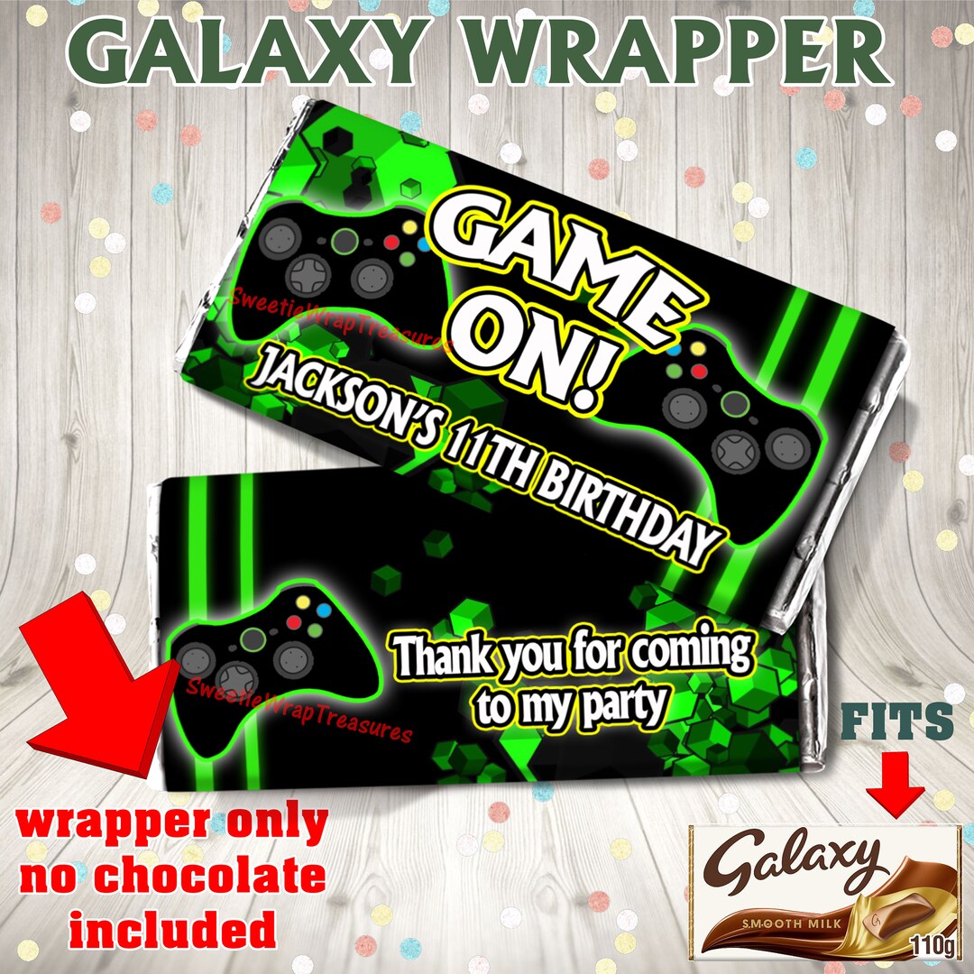 Gaming Gamer Party Chocolate Bar Wrapper Labels Personalised Custom ...