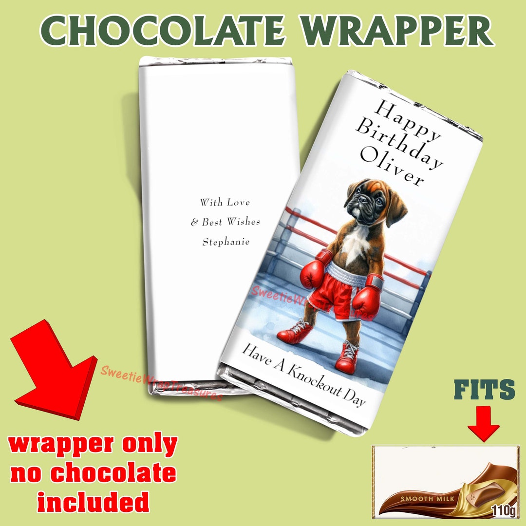 Personalised Boxer Chocolate Bar Wrapper, Boxer Dog, Birthday Gift ...