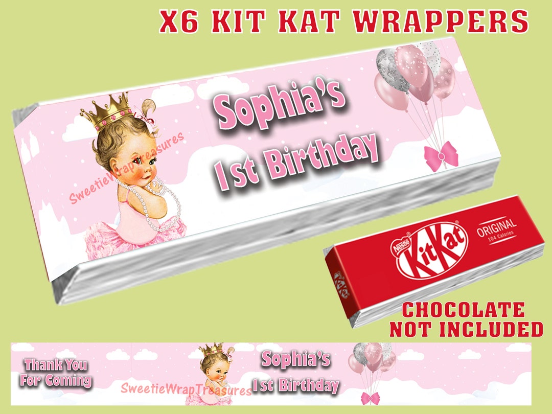 Personalised 1st Birthday Kit Kat Label Wrapper Party Bag Fillers no ...