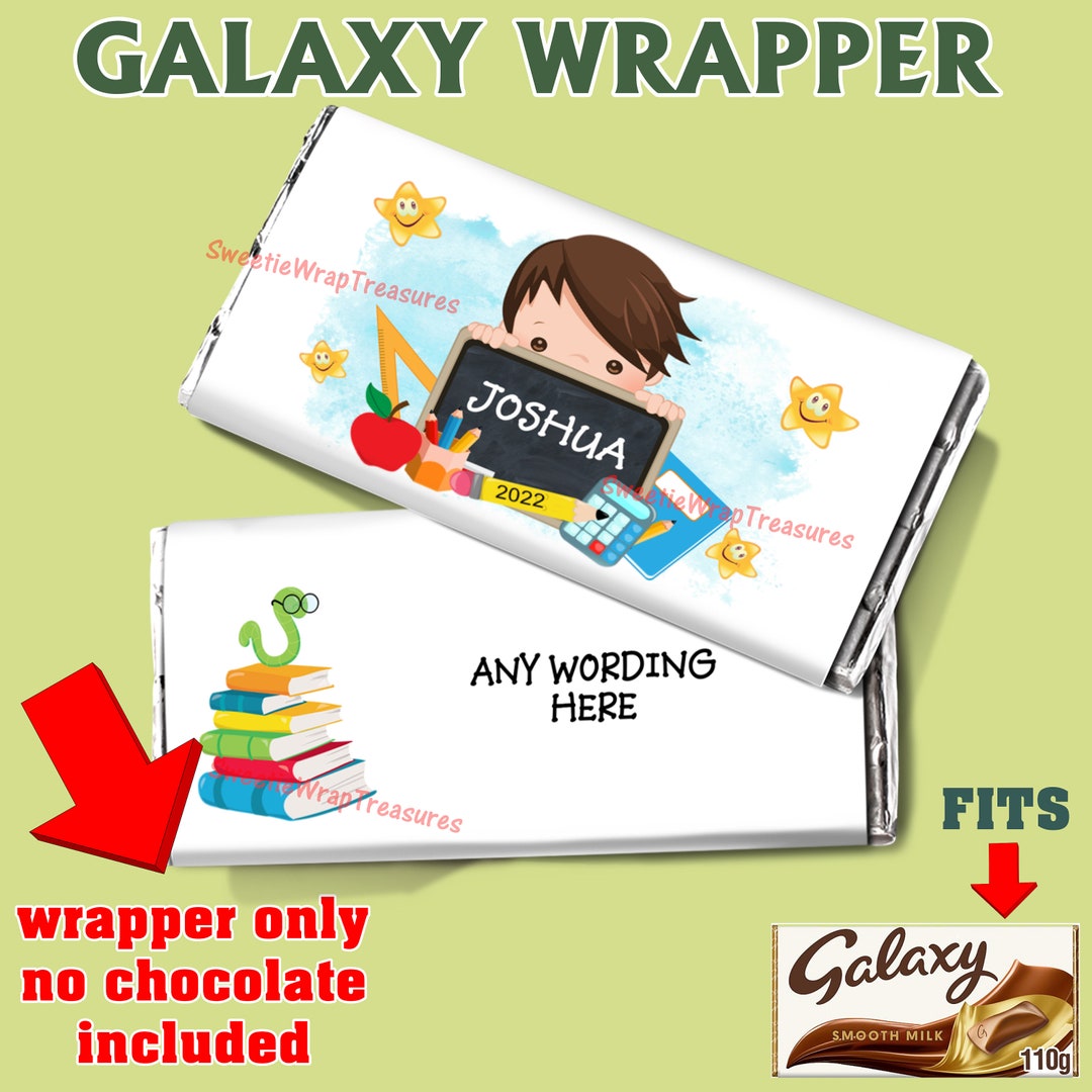 Personalised First Day of School Chocolate Bar Wrapper Fits Galaxy 110g ...