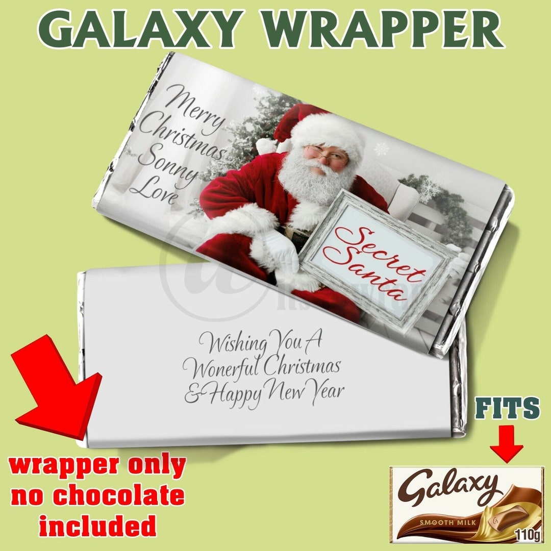 Personalised Secret Santa Chocolate Bar Wrapper Santa, Stocking Filler ...