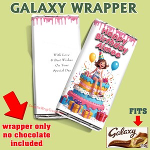 Personalised Chocolate Galaxy Bar Wrapper, Birthday Cake, Party Bag ...