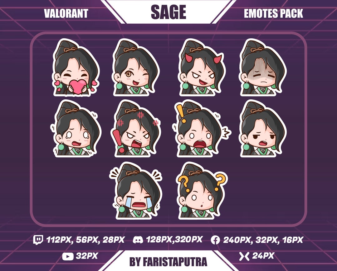 Sage Valorant Twitch Emotes, Chibi Sage Valorant Twitch Emotes, Cute ...
