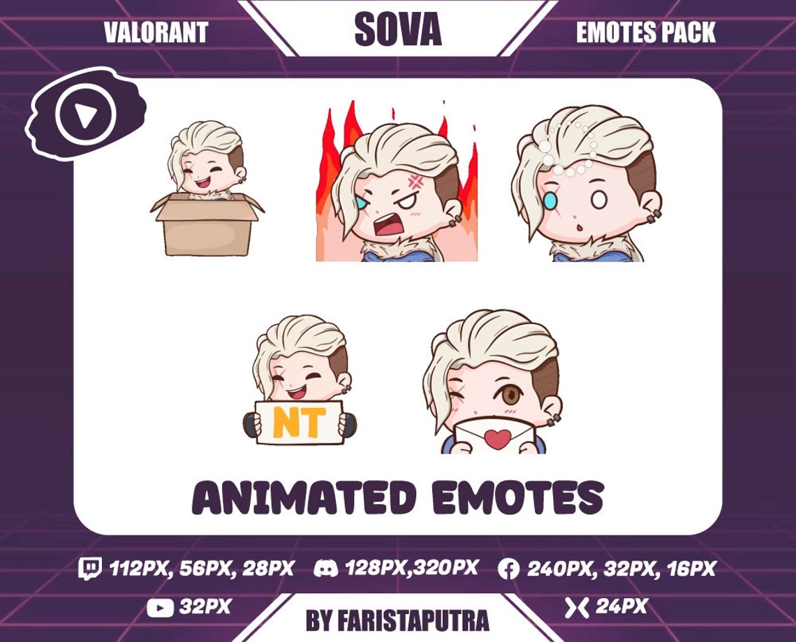 Sova Valorant Animated Twitch Emotes: Chibi Anime Emoji - Etsy