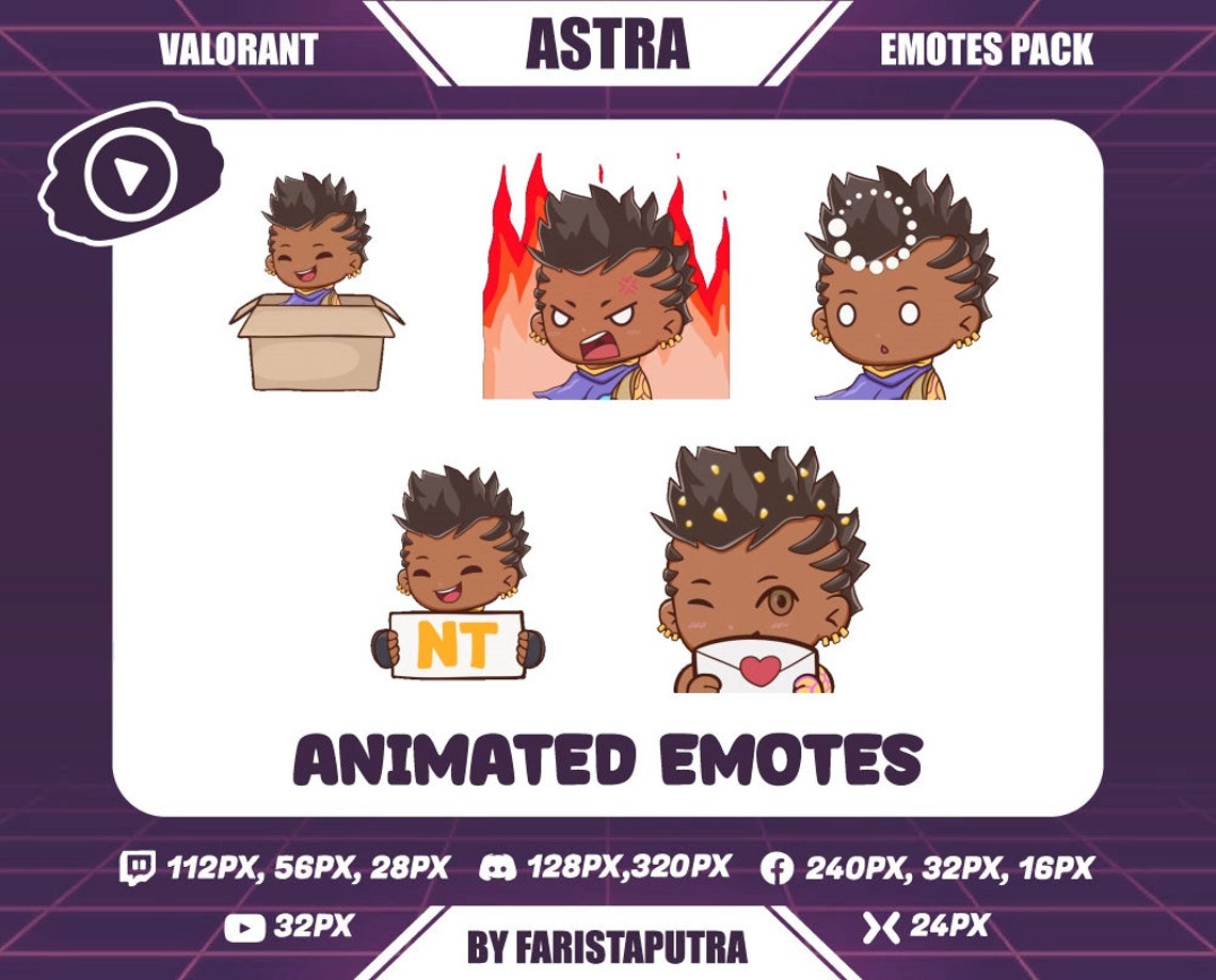 Astra Valorant Animated Twitch Emotes: Chibi Anime Emoji - Etsy