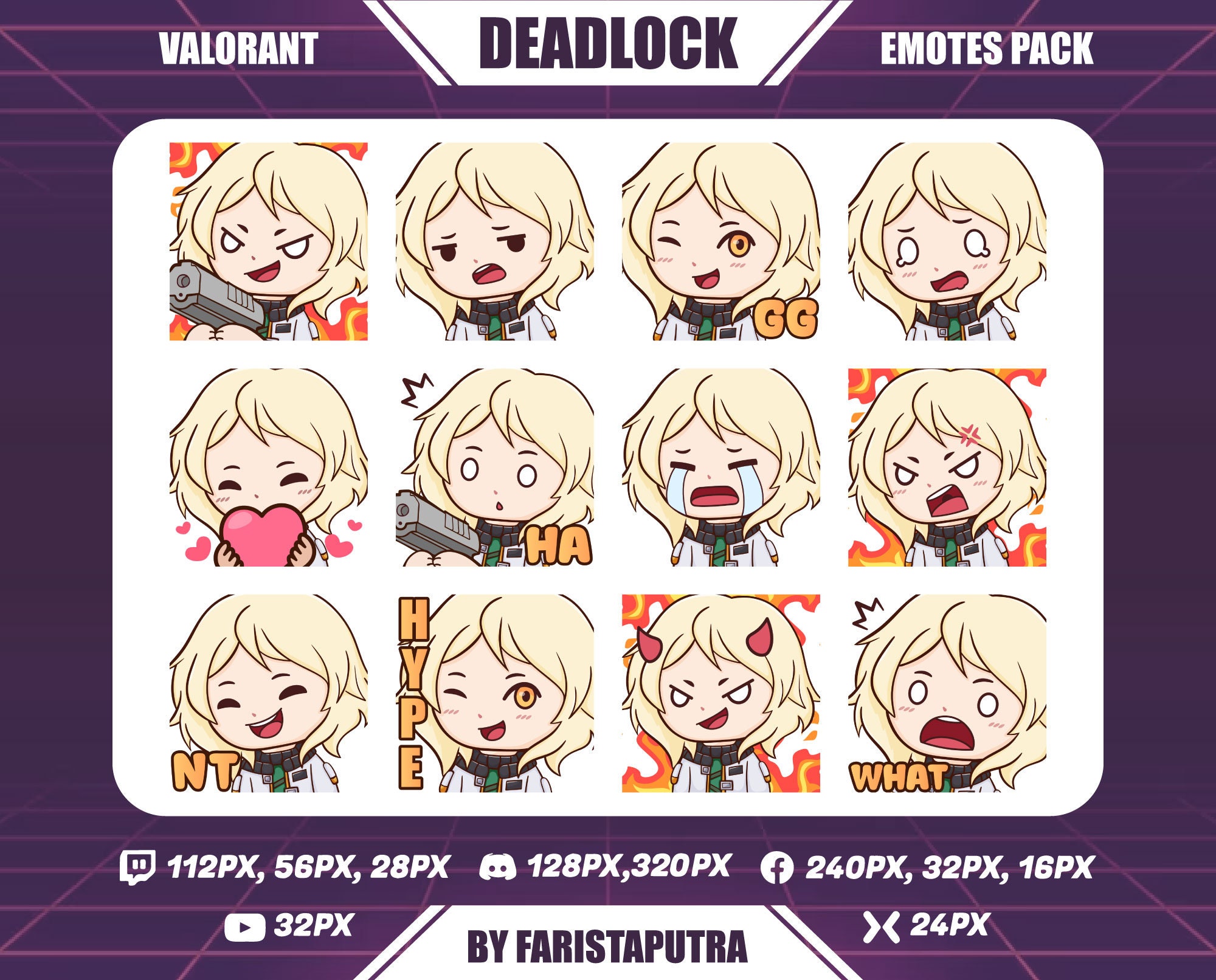 Deadlock Valorant Twitch Emotes, Chibi Deadlock Valorant Twitch Emotes ...