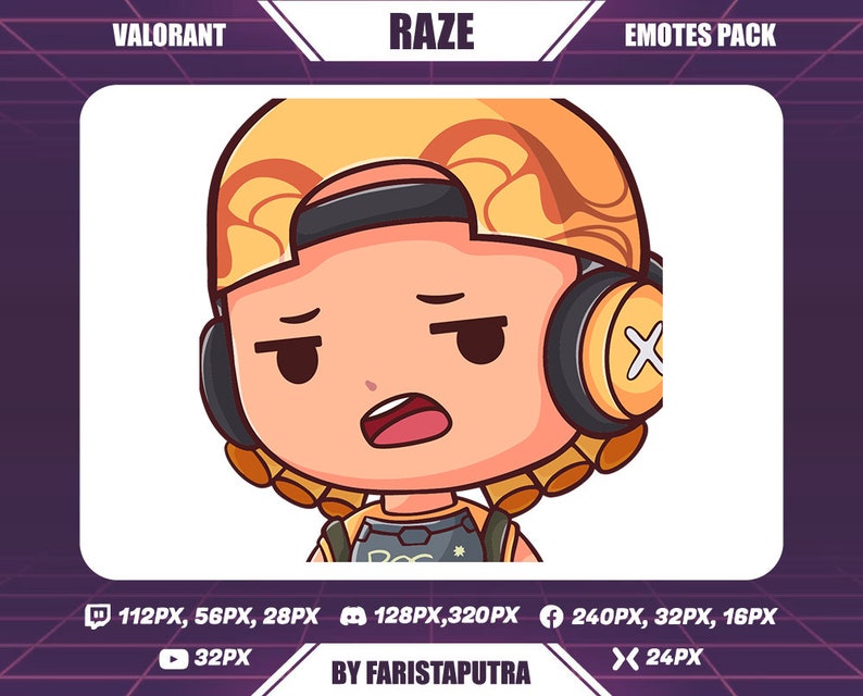 Chibi Raze Valorant Twitch Emotes, Anime Discord Emoji (PNG Files) - Etsy