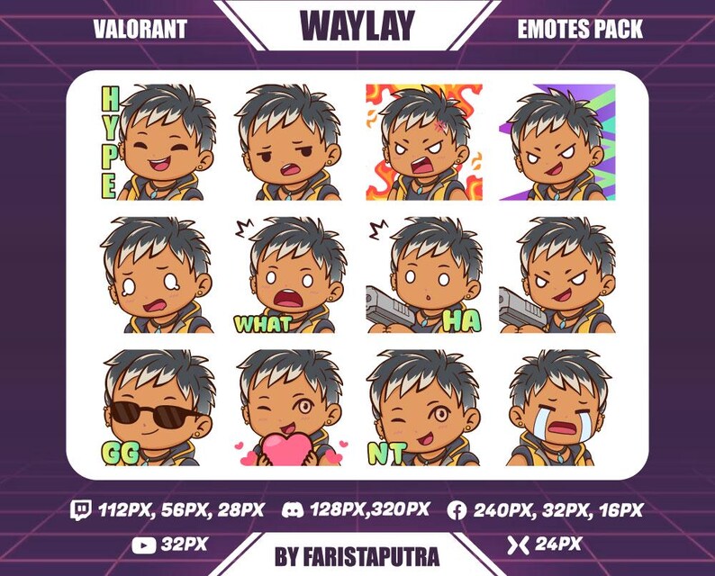 Waylay Valorant Chibi Twitch Emotes: Discord Emoji (PNG Files) - Etsy