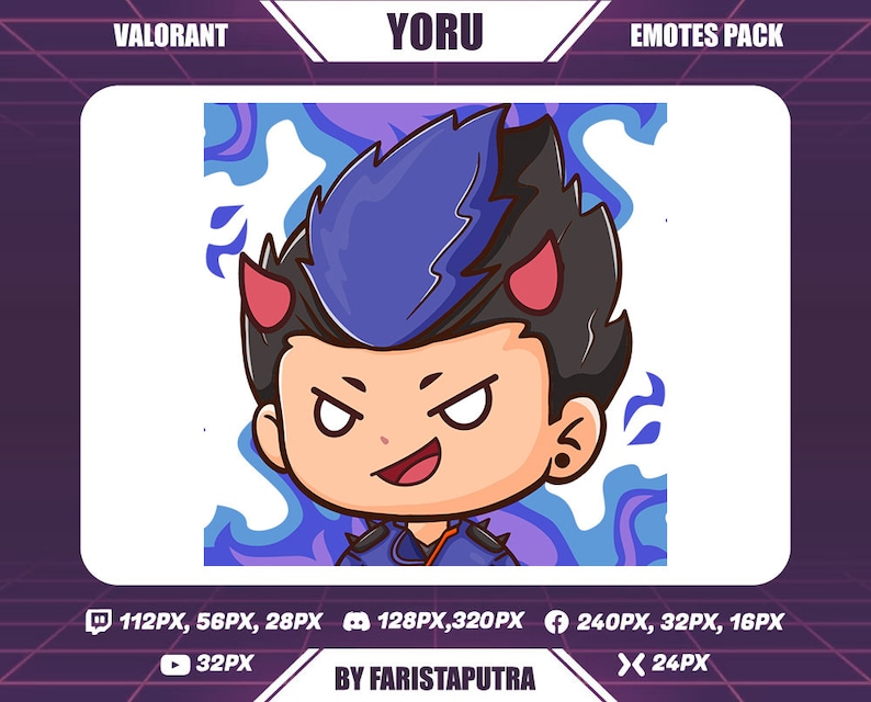 Yoru Valorant Chibi Twitch Emotes: Anime Discord Emoji (digital ...
