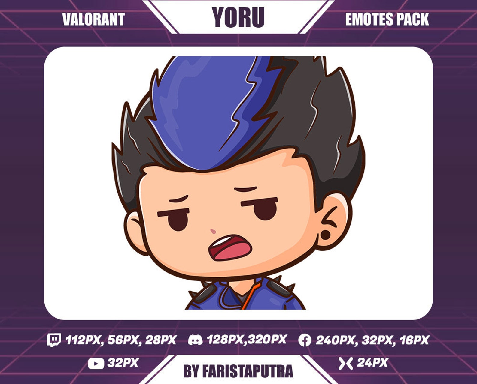 Yoru Valorant Chibi Twitch Emotes: Anime Discord Emoji (digital ...