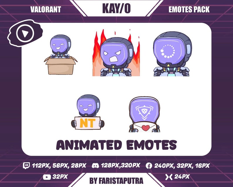 Kay/o Valorant Animated Chibi Emotes: Twitch/discord Emoji - Etsy