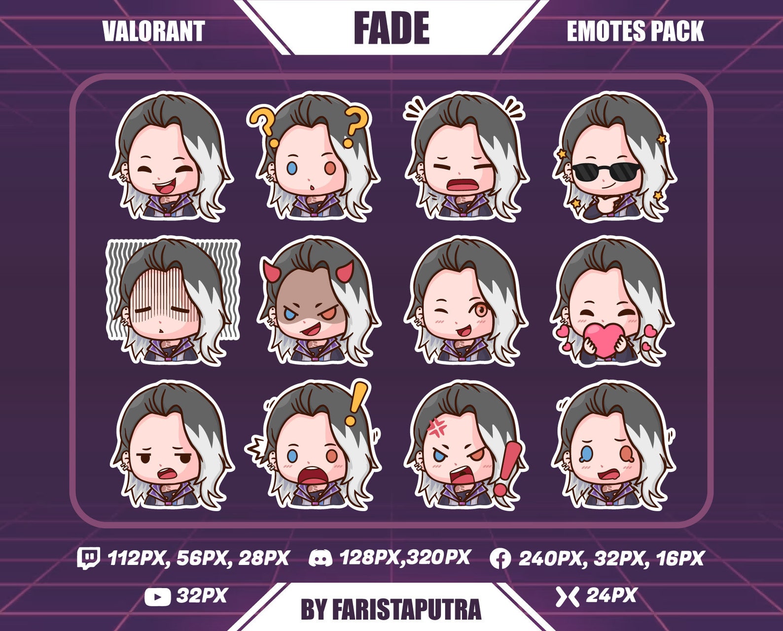 Fade Valorant Chibi Emotes: Anime Twitch Emoji (digital Download) - Etsy