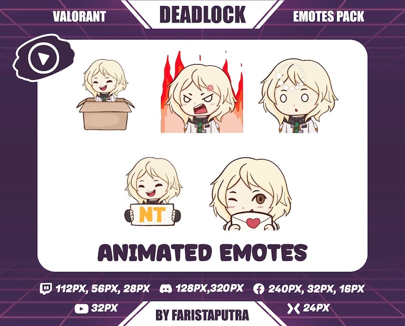 Deadlock Animated Valorant Twitch Emotes, Chibi Animated Deadlock ...
