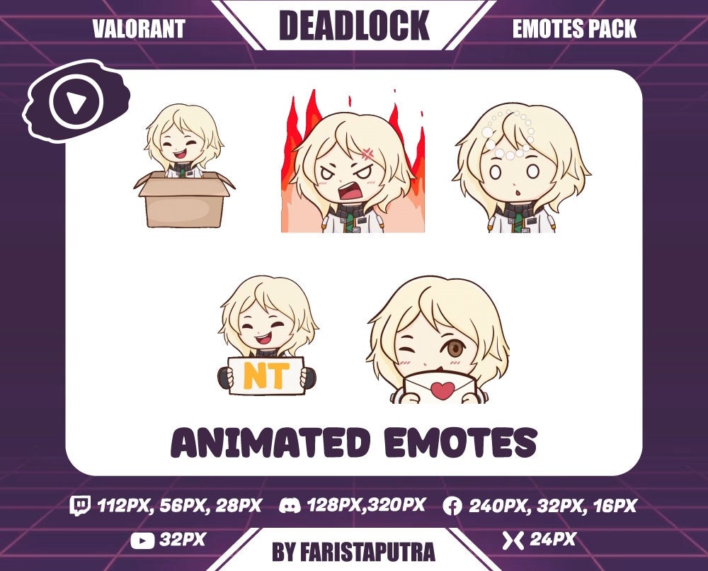 Deadlock Animated Valorant Twitch Emotes, Chibi Animated Deadlock ...