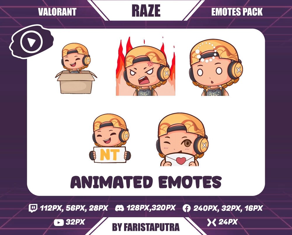 Raze Valorant Animated Twitch Emotes, Chibi Animated Raze Valorant ...