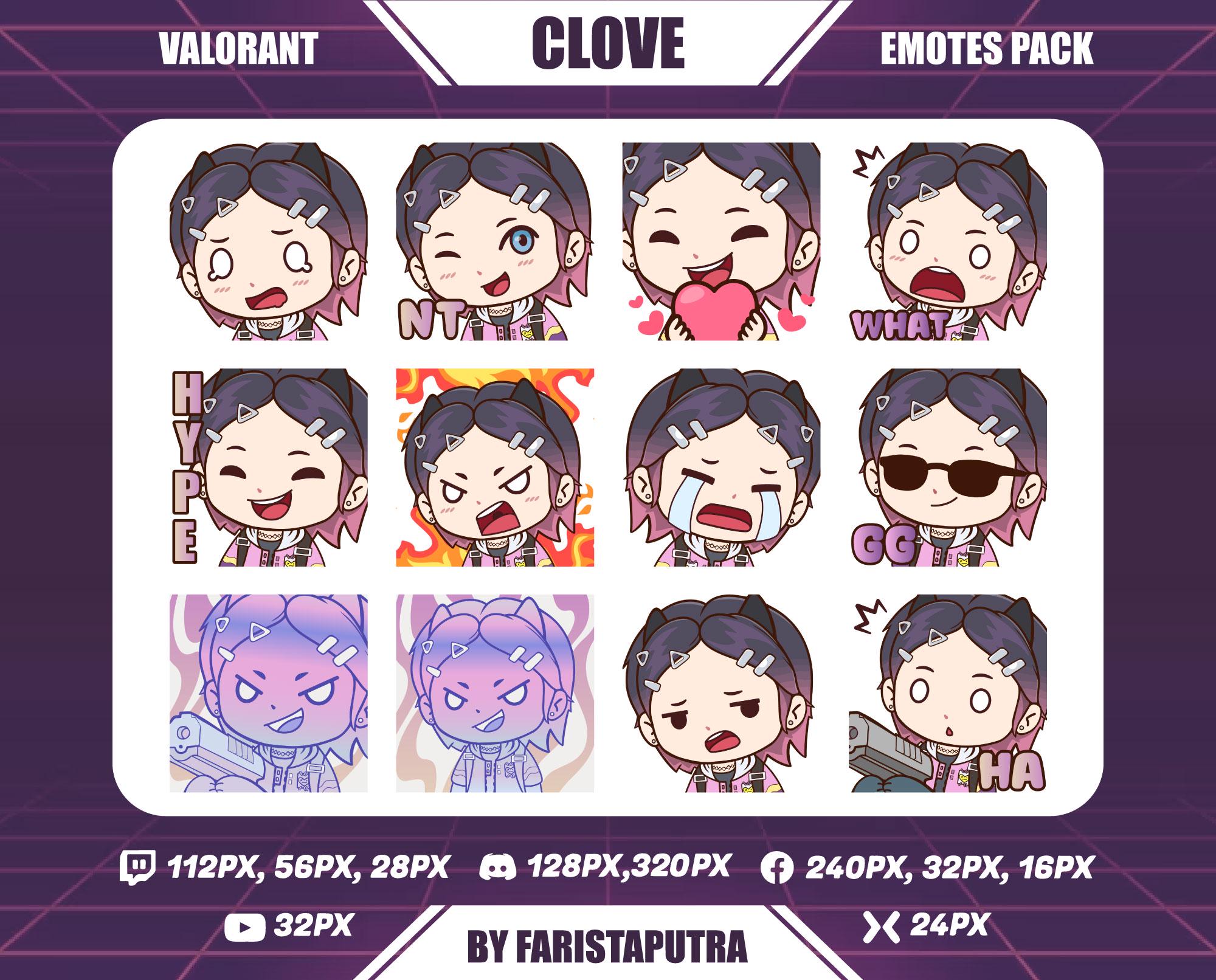 Clove Valorant Twitch Emotes, Chibi Clove Valorant Twitch Emotes, Cute ...