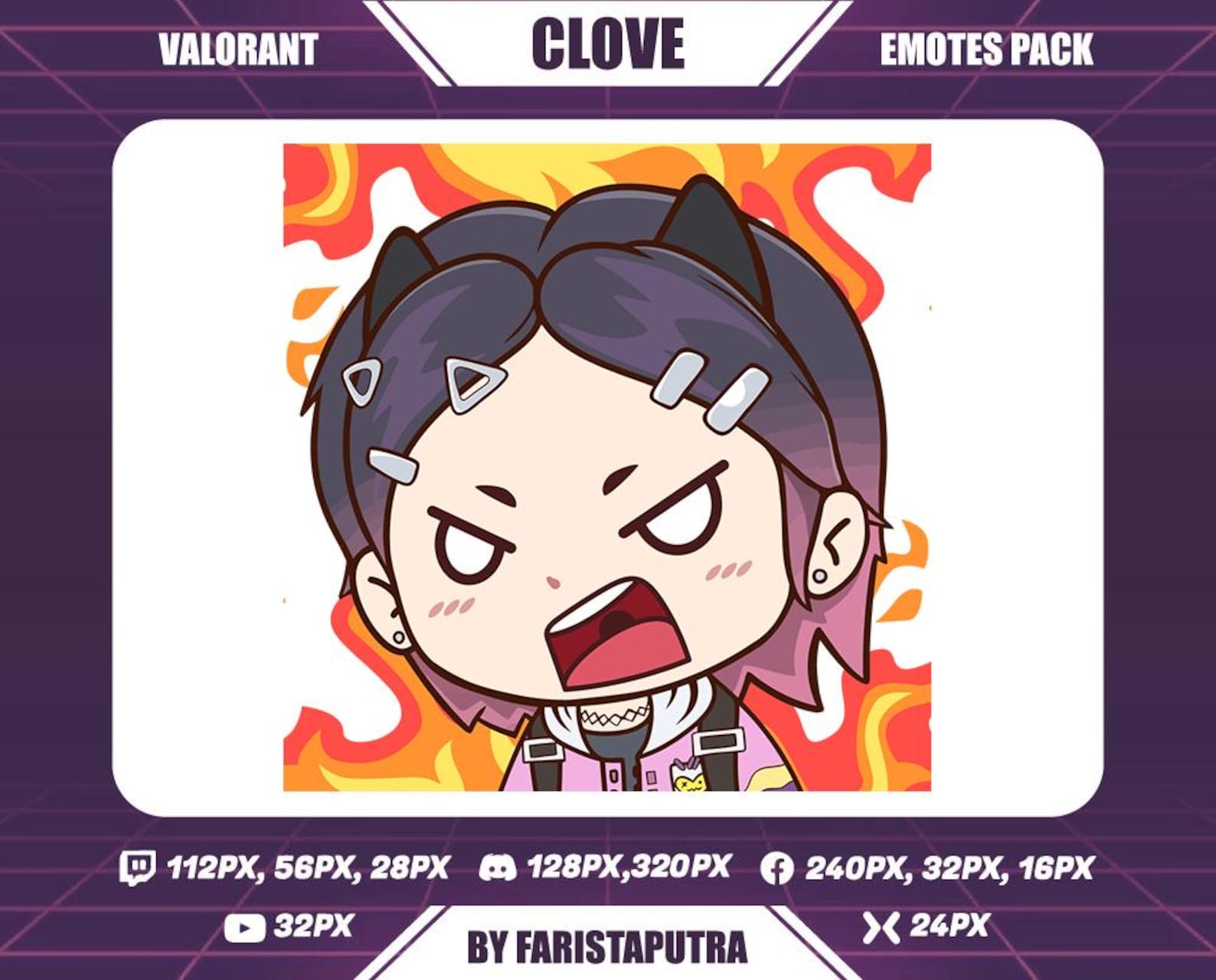 Clove Valorant Twitch Emotes, Chibi Clove Valorant Twitch Emotes, Cute ...