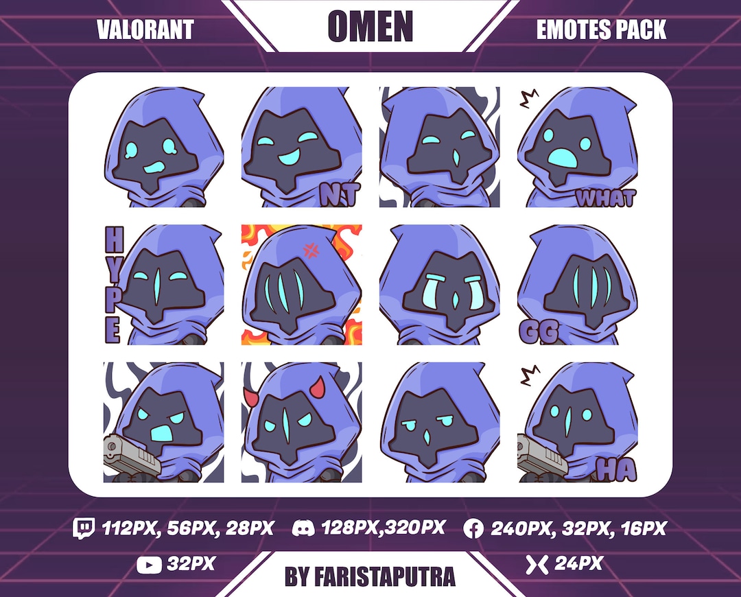 Omen Valorant Twitch Emotes, Chibi Omen Valorant Twitch Emotes, Cute ...