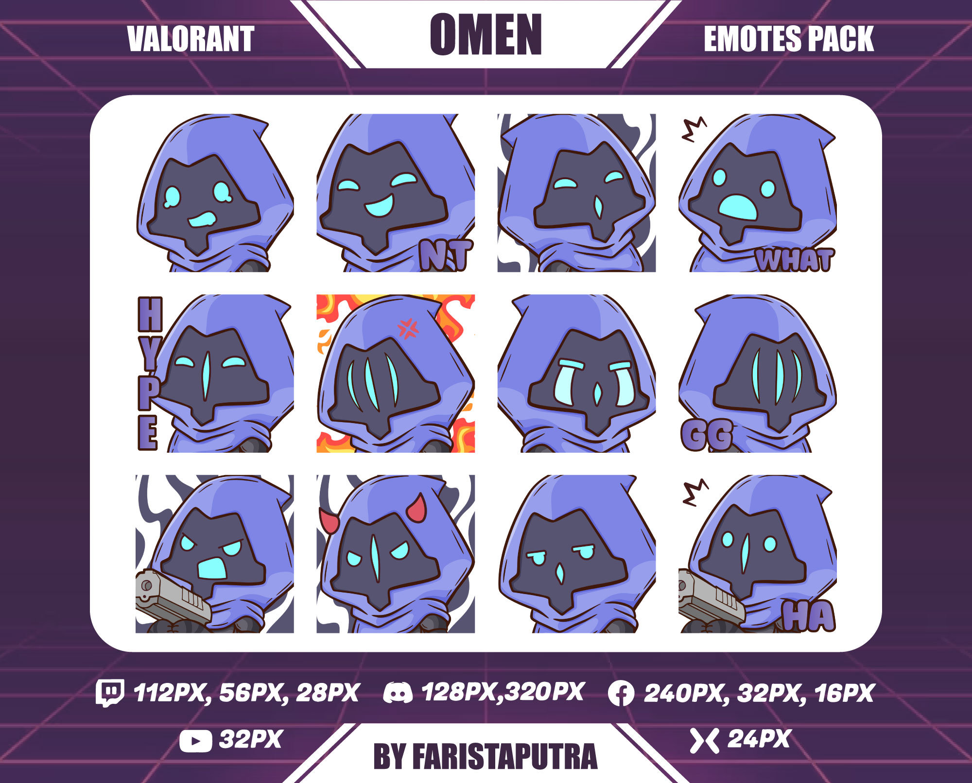 Omen Valorant Twitch Emotes, Chibi Omen Valorant Twitch Emotes, Cute ...