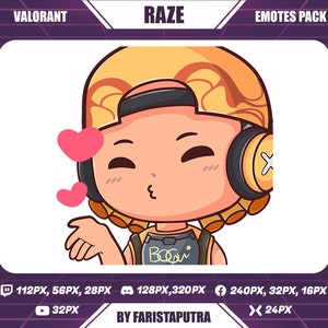Raze Valorant Twitch Emotes, Chibi Raze Valorant Twitch Emotes, Cute ...