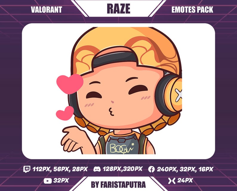 Chibi Raze Valorant Twitch Emotes, Anime Discord Emoji (PNG Files) - Etsy