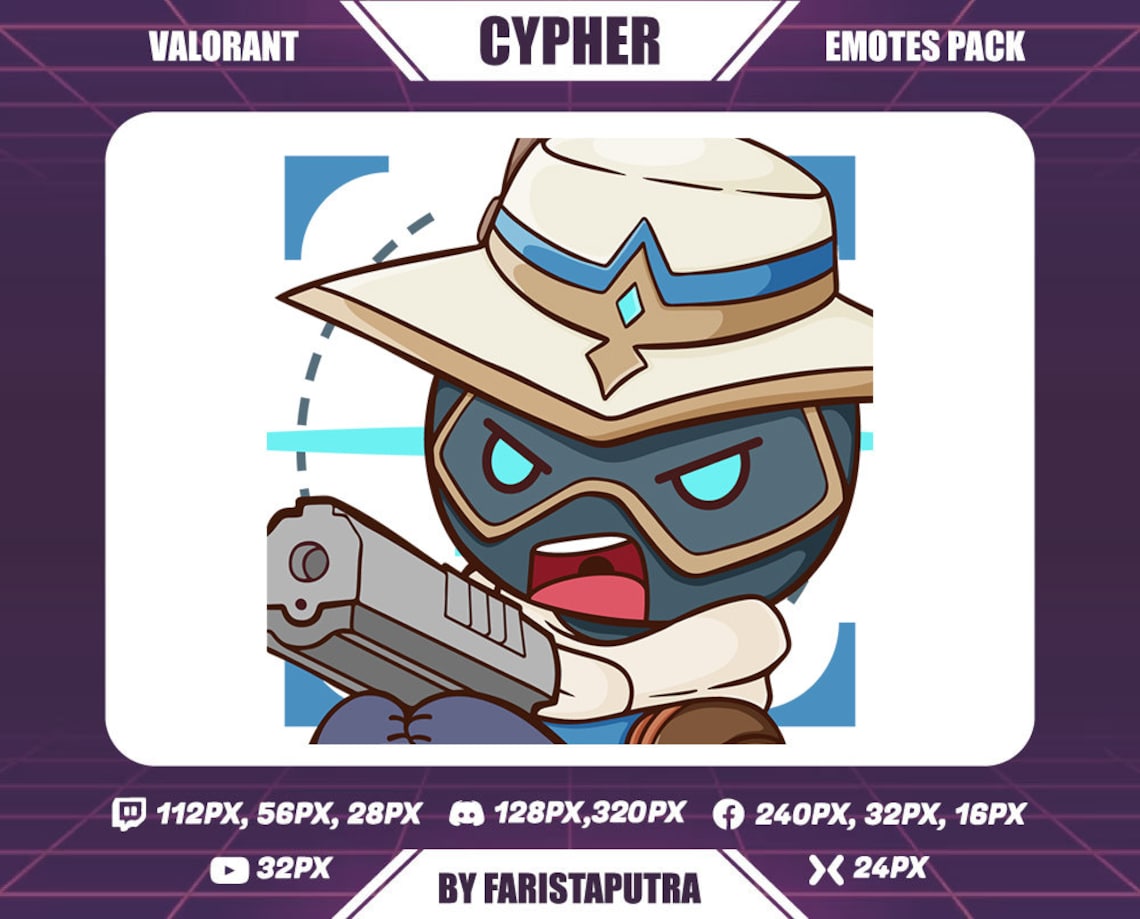 Cypher Valorant Twitch Emotes, Chibi Cypher Valorant Twitch Emotes ...