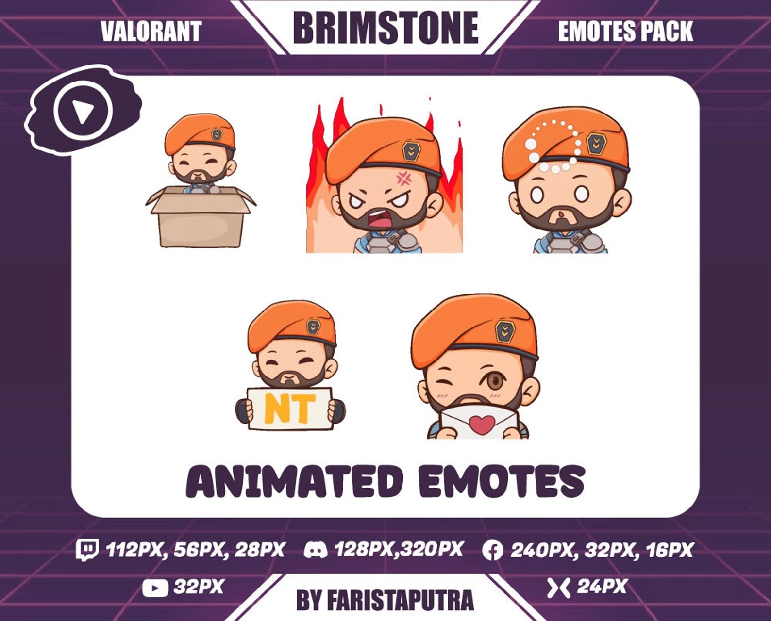 Brimstone Valorant Animated Twitch Emotes, Chibi Brimstone Valorant ...