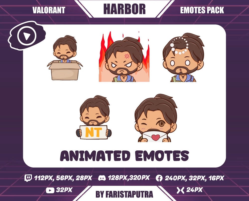 Harbor Valorant Animated Twitch Emotes: Chibi Anime Emoji (GIF) - Etsy