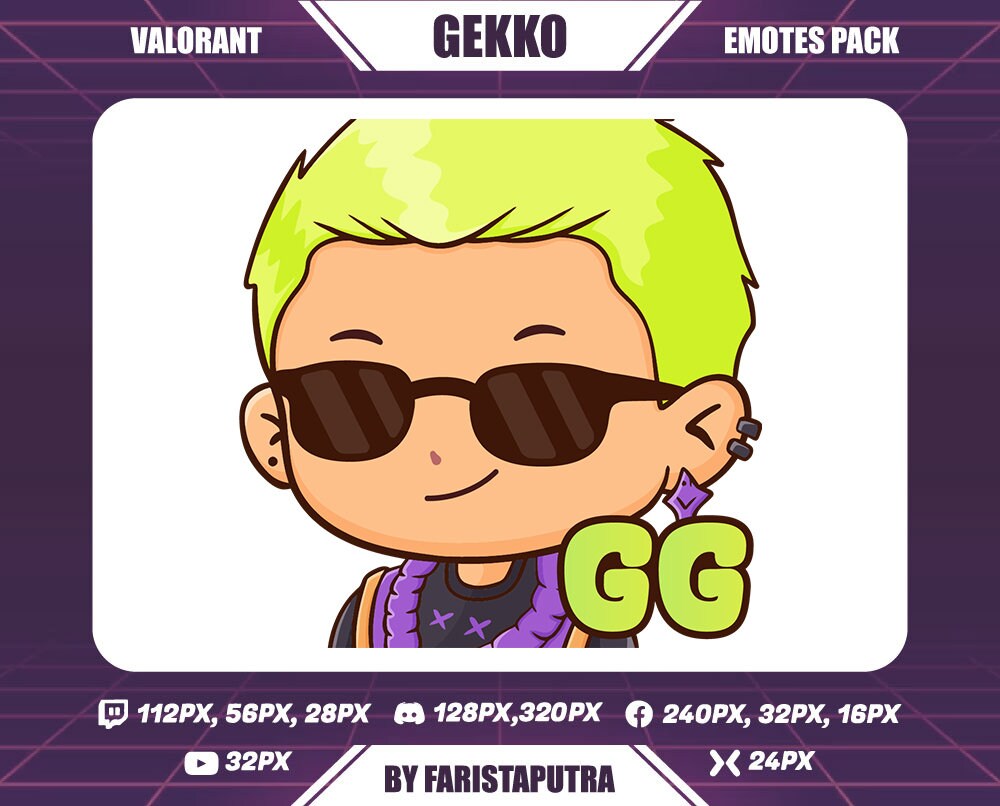 Gekko Valorant Chibi Emotes: Twitch/discord Emoji (PNG Files) - Etsy