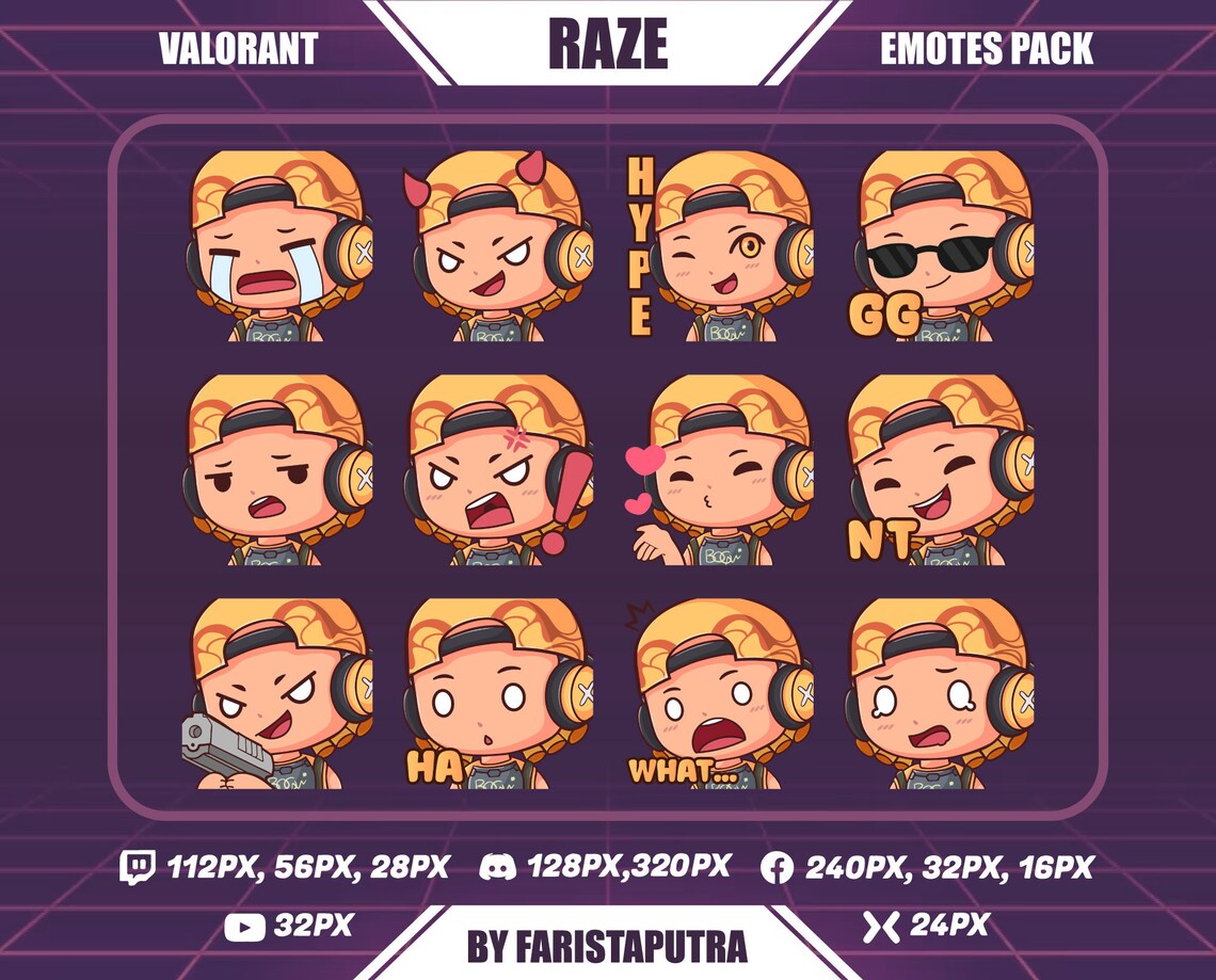 Raze Valorant Twitch Emotes Chibi Raze Valorant Twitch - Etsy