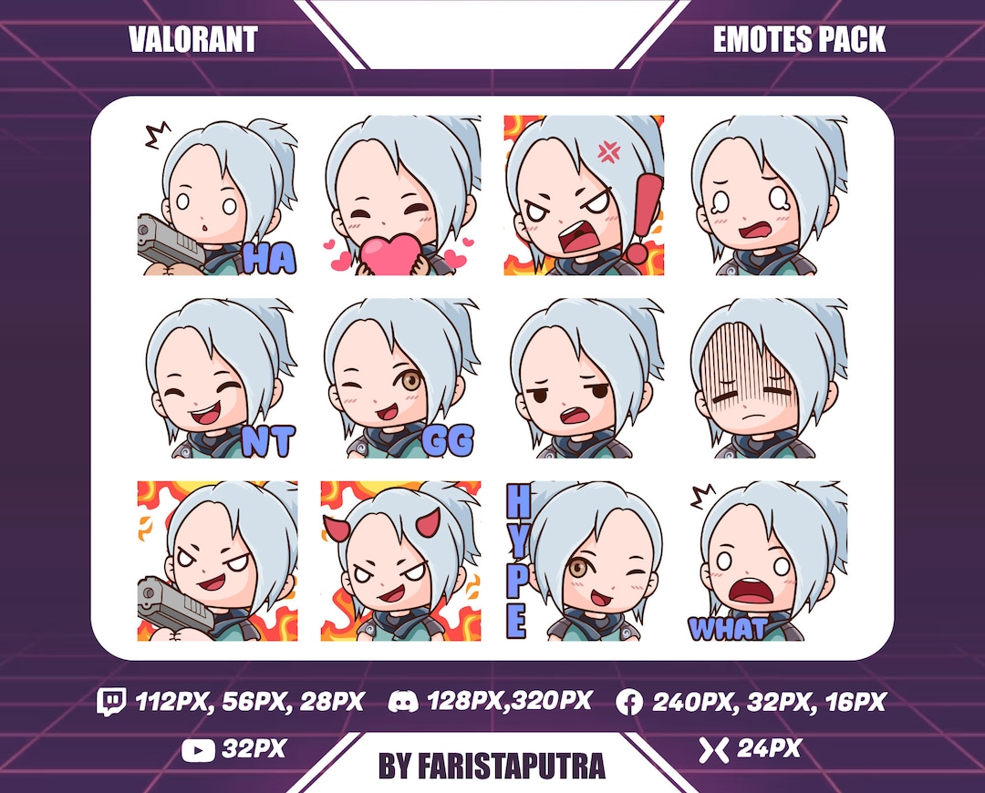 Jett Valorant Twitch Emotes, Chibi Jett Valorant Twitch Emotes, Cute ...