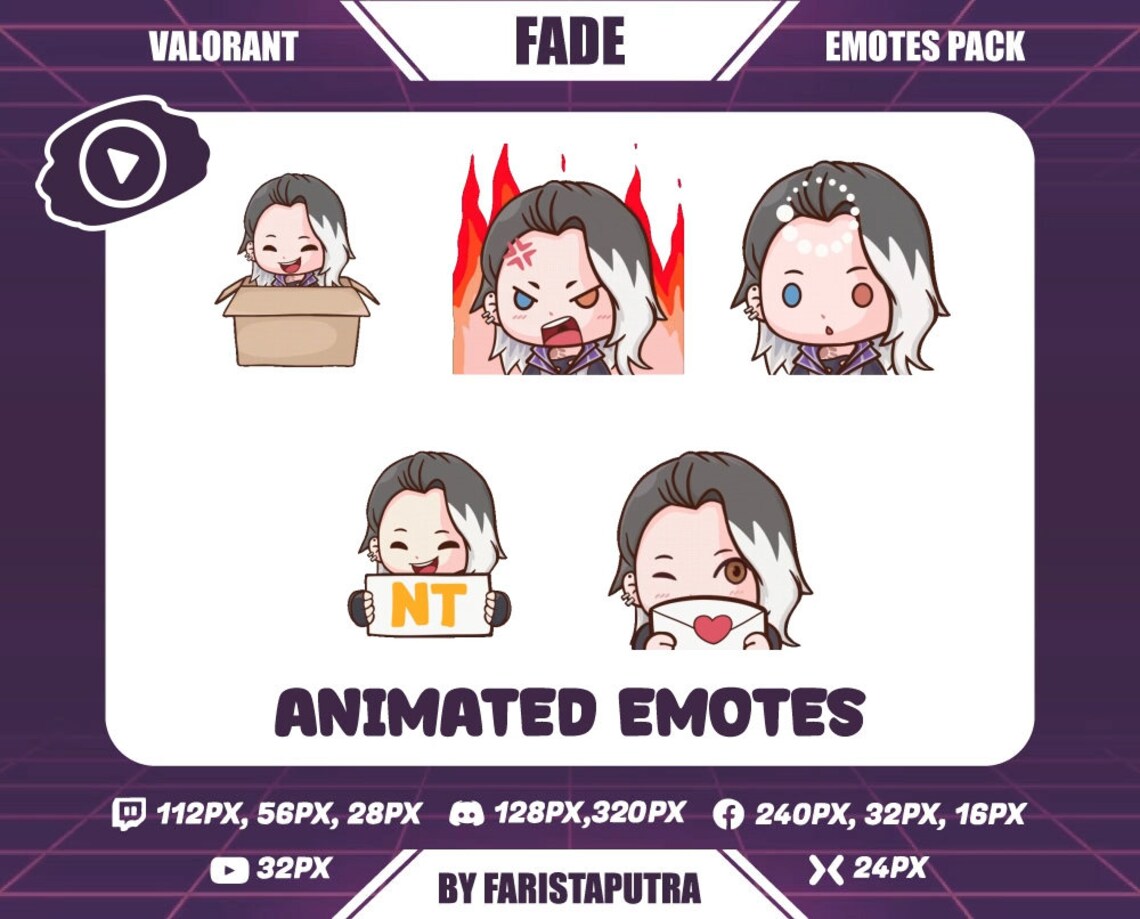 Fade Valorant Animated Twitch Emotes: Chibi Anime Emoji - Etsy