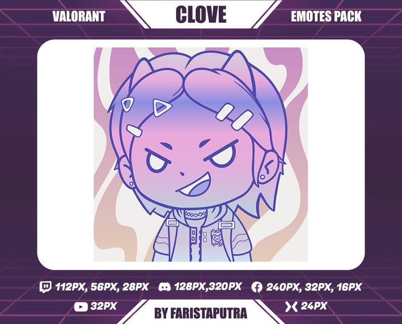 Clove Valorant Twitch Emotes, Chibi Clove Valorant Twitch Emotes, Cute ...